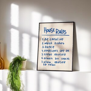Retro Wall Art, Rules Art Print, Retro Quote Print, Trendy Wall Art ...
