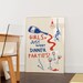 Dinner Party Print Kitchen Wall Art Hand Illustrated Vintage - Etsy