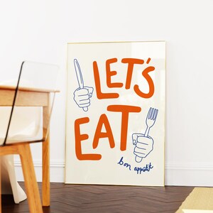 Let's Eat Print, Kitchen Wall Art, Abstract Print, Quirky Art Print ...