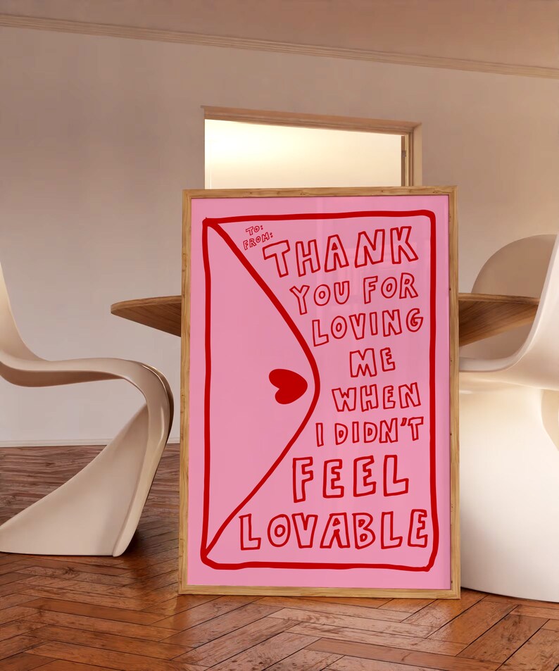 Love Letter Cute Pastel, Illustration, Pink and Red, Aesthetic Wall Art ...