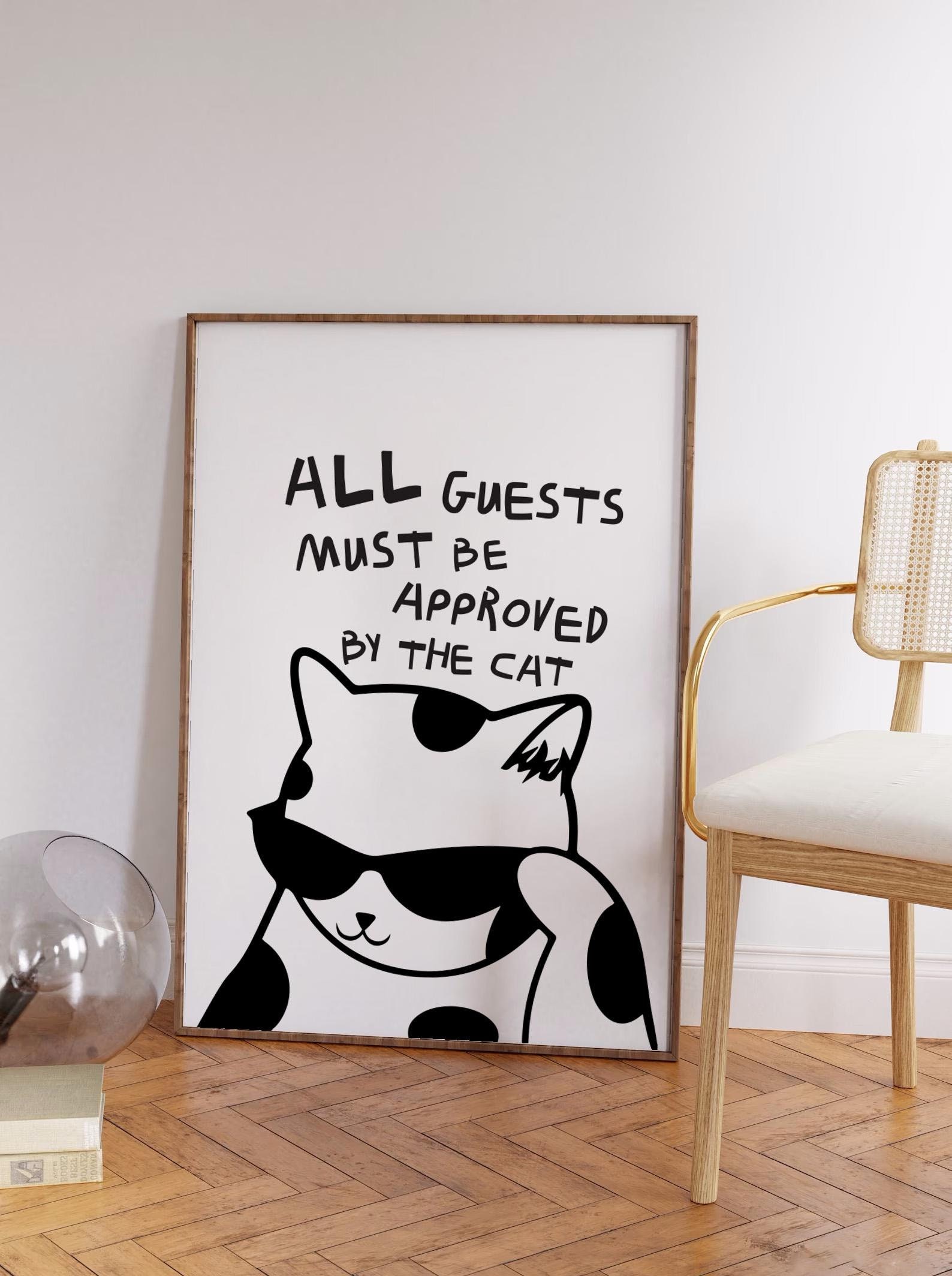 Cat Digital Wall Art Print, Funny Cat Poster, Cute Kitten Illustration ...
