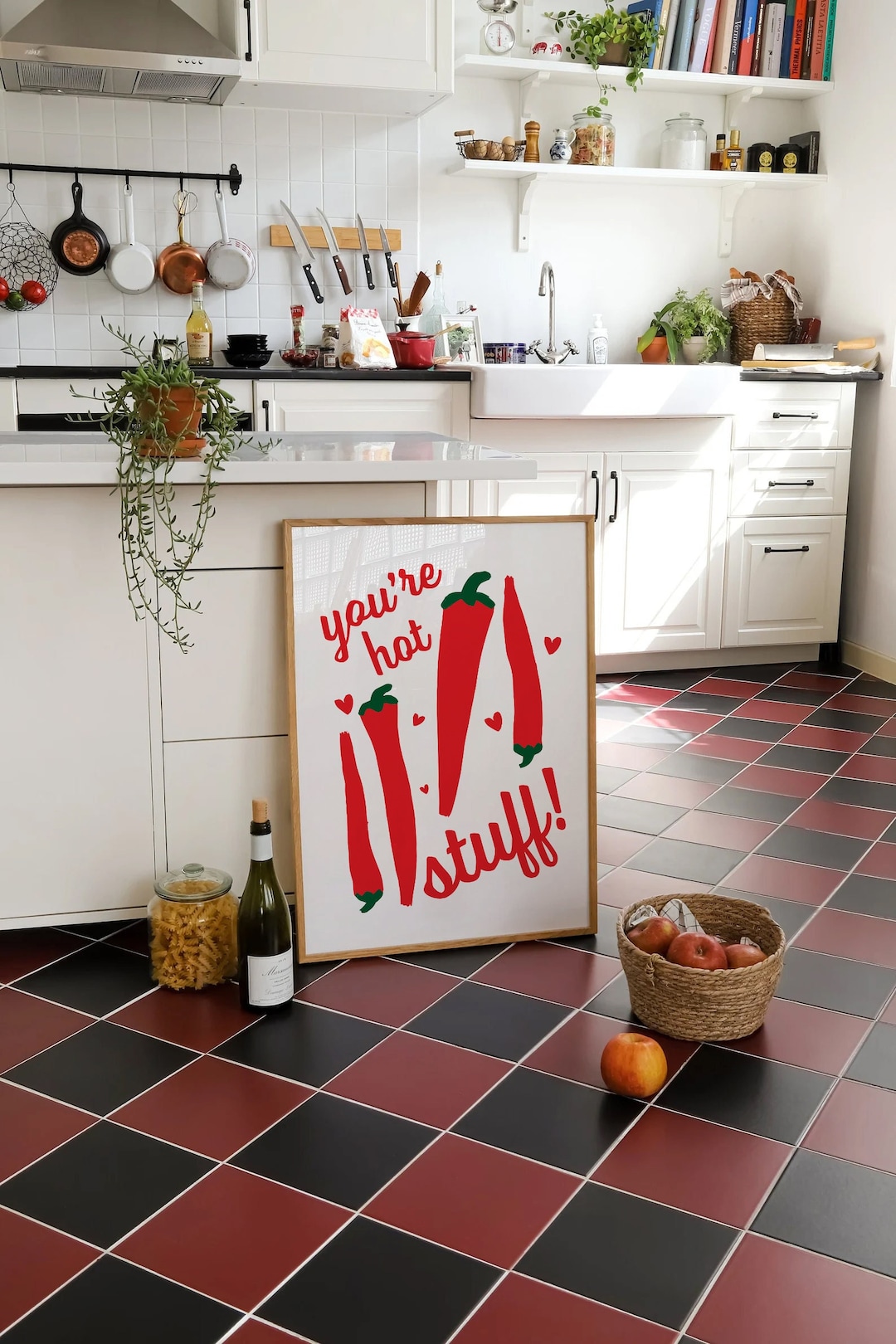 CHILLI PEPPER Poster, You're a Hottie Wall Art, You're Hot Chilli Art ...