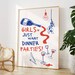 Dinner Party Print Kitchen Wall Art Hand Illustrated Vintage - Etsy