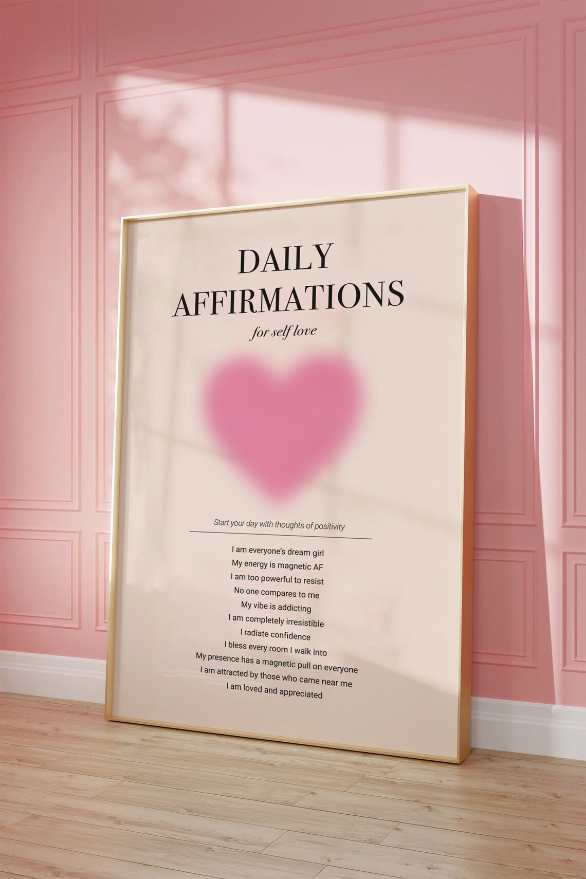 Pink Aura Poster Set, Set of 3 Affirmation Poster, Trust Graident ...