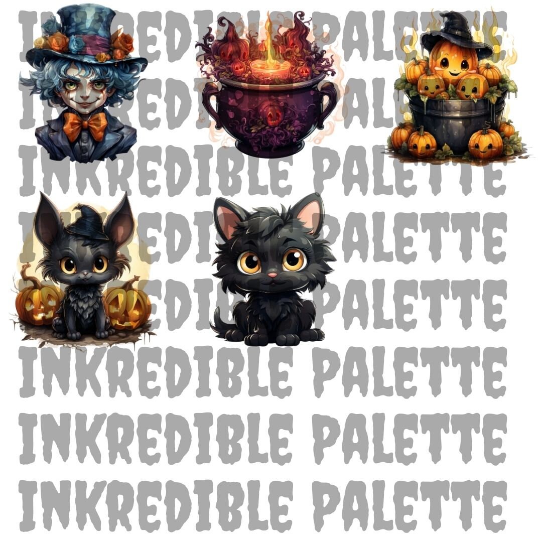 Halloween Clipart 50 Watercolor PNG Graphics, Witch, Clown, Jack-o ...