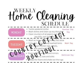 Printable Cleaning Schedule, Digital Cleaning Checklist, Minimalist ...