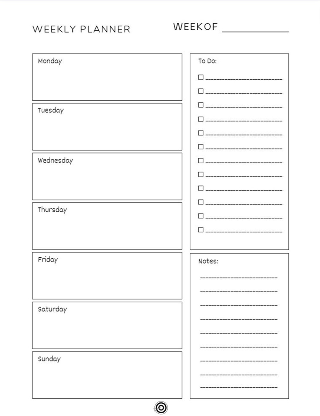 Weekly Planner, Printable to Do List, Digital Planner, Weekly Organizer ...