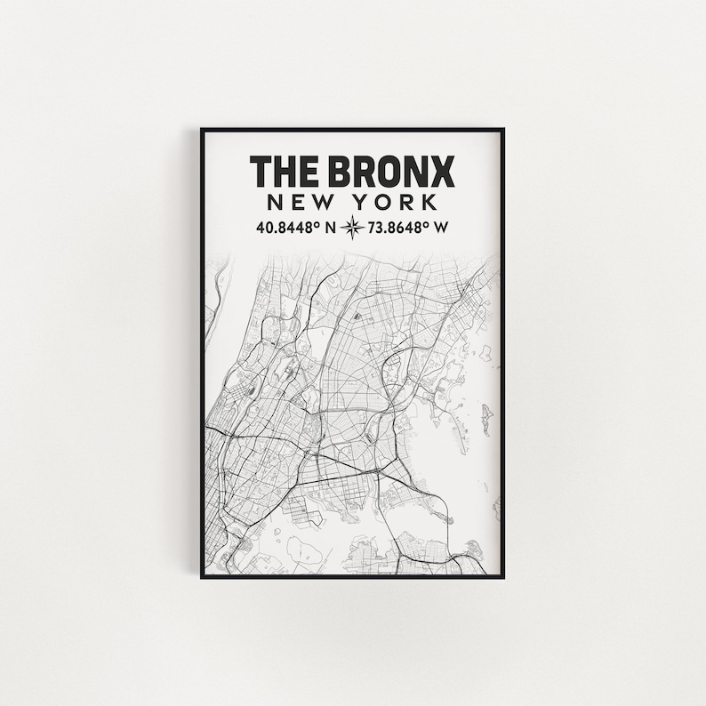 Bronx Map Poster 2:3 Ratio City Map Poster, Map Posters, Map Prints ...