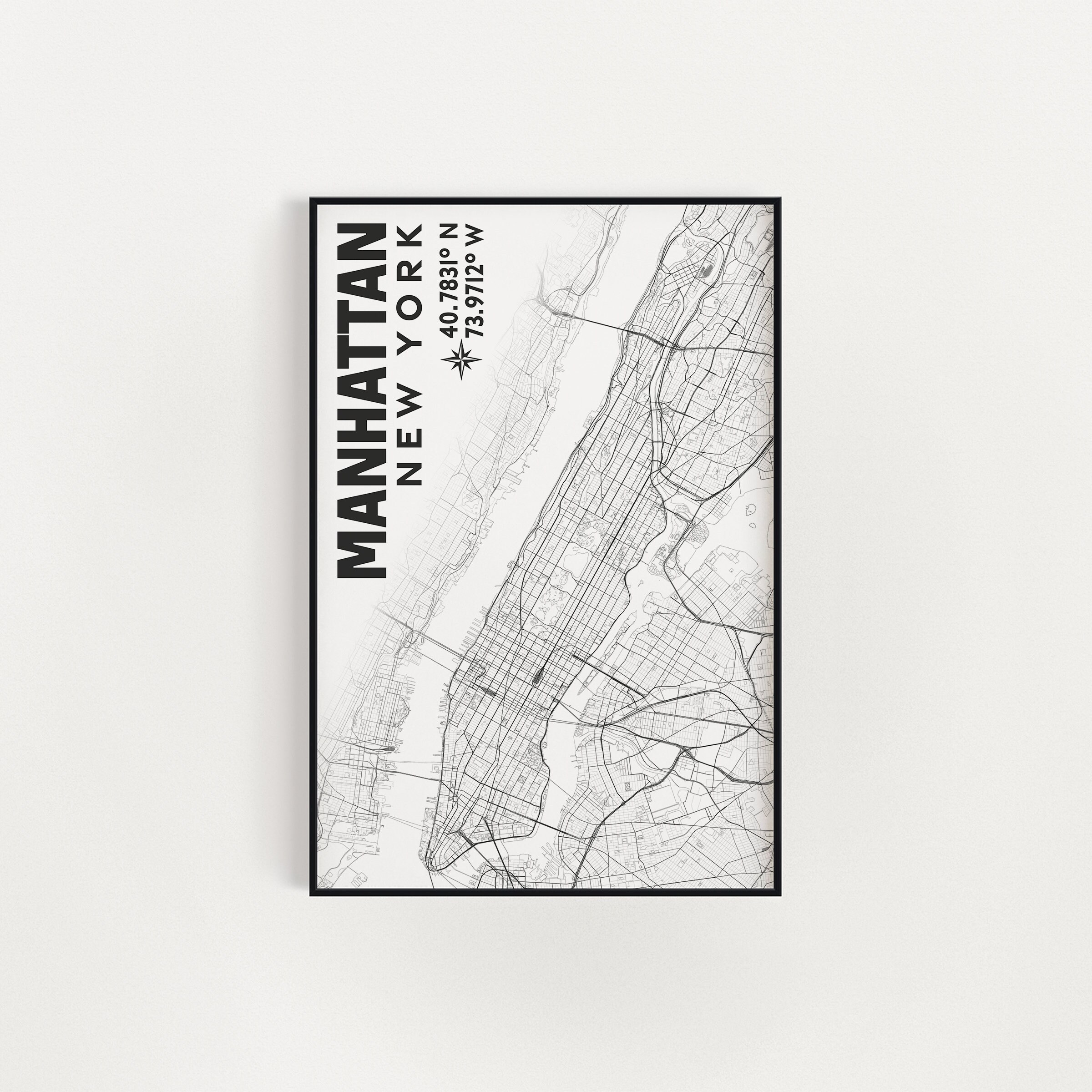 Manhattan Map Poster 2:3 Ratio City Map Poster, Map Posters, Map Prints ...
