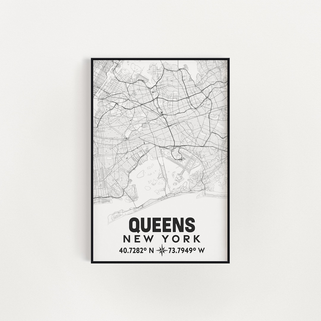 Queens Map Poster 2:3 Ratio City Map Poster, Map Posters, Map Prints ...