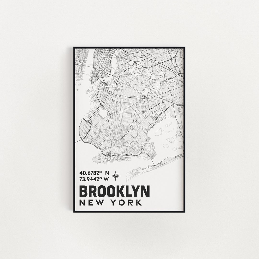 Brooklyn Map Poster 2:3 Ratio City Map Poster, Map Posters, Map Prints ...