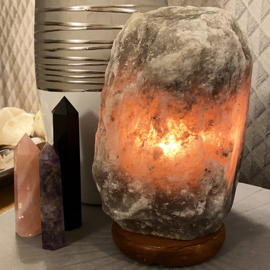 Grey Himalayan Salt Lamp Natural Home Decor Night Light Warm Lamps for ...