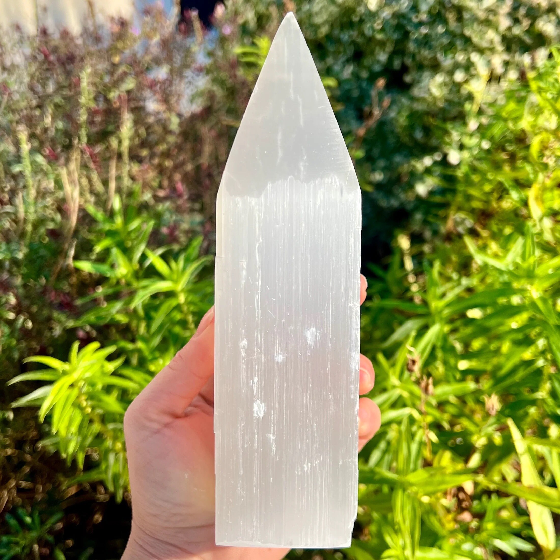 Large Selenite Crystal Obelisk Point Tower Free Standing Gemstone ...