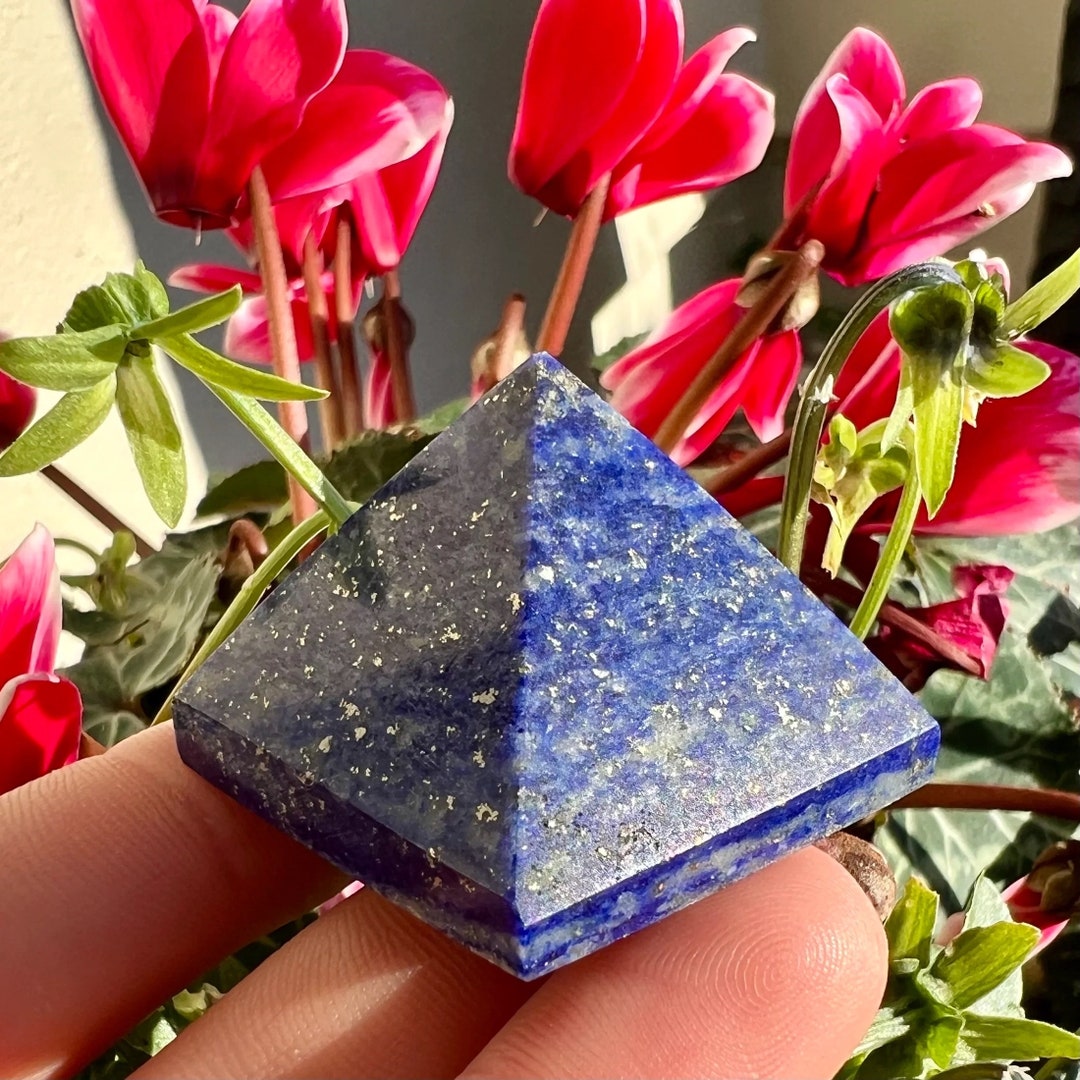 Lapis Lazuli Crystal Pyramid Natural Blue Gold Gemstone Pyramids ...