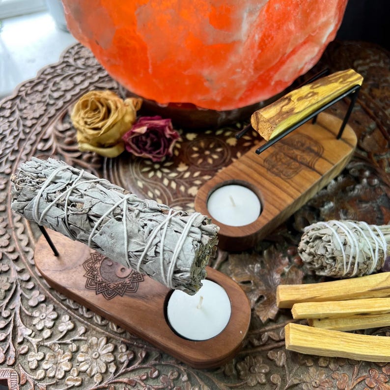Smudge Sage Stick & Palo Santo Heater Burner Hamsa Hand / Yin Yang Home ...