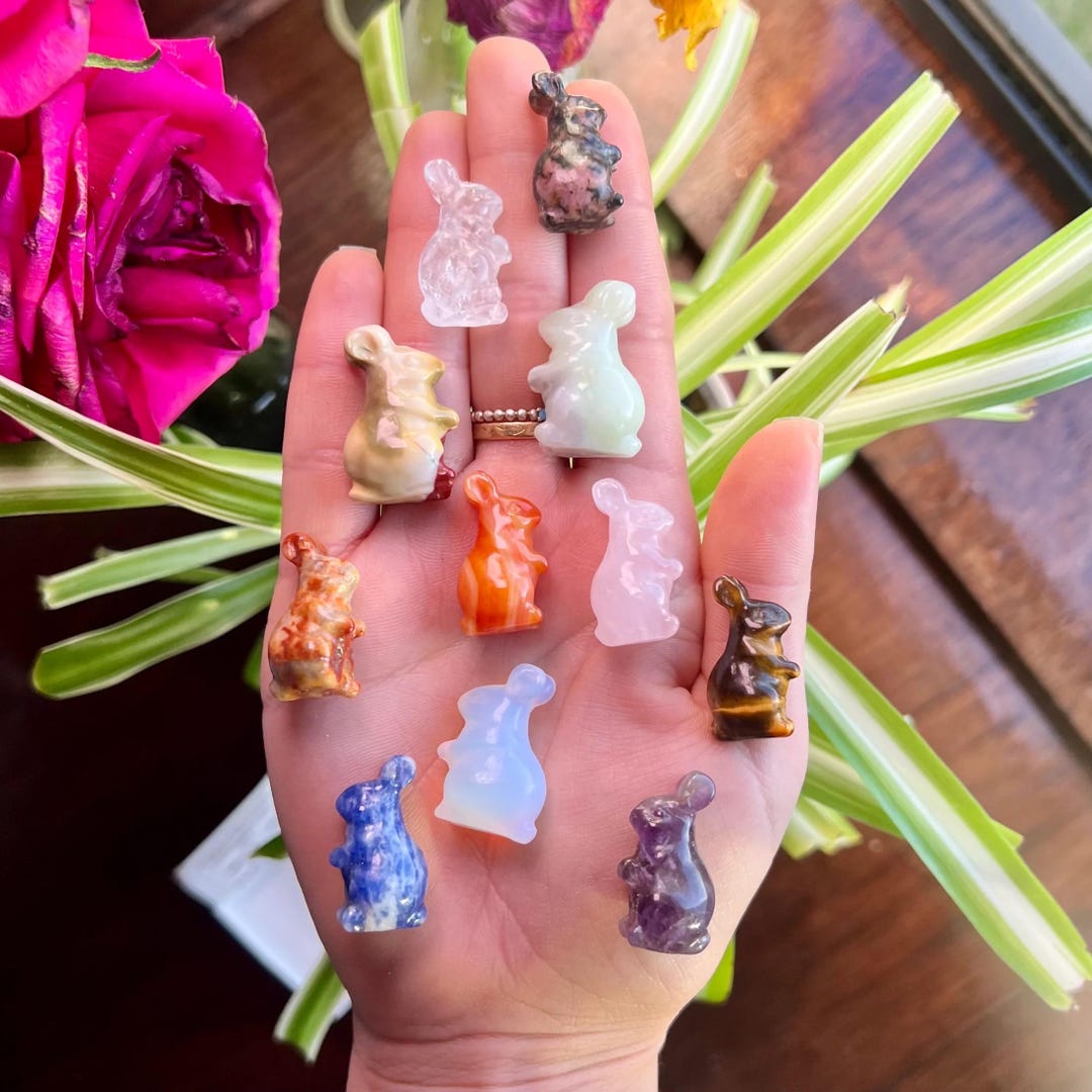 Crystal Bunny Rabbit Natural Crystals Easter Rabbit Figurine ...