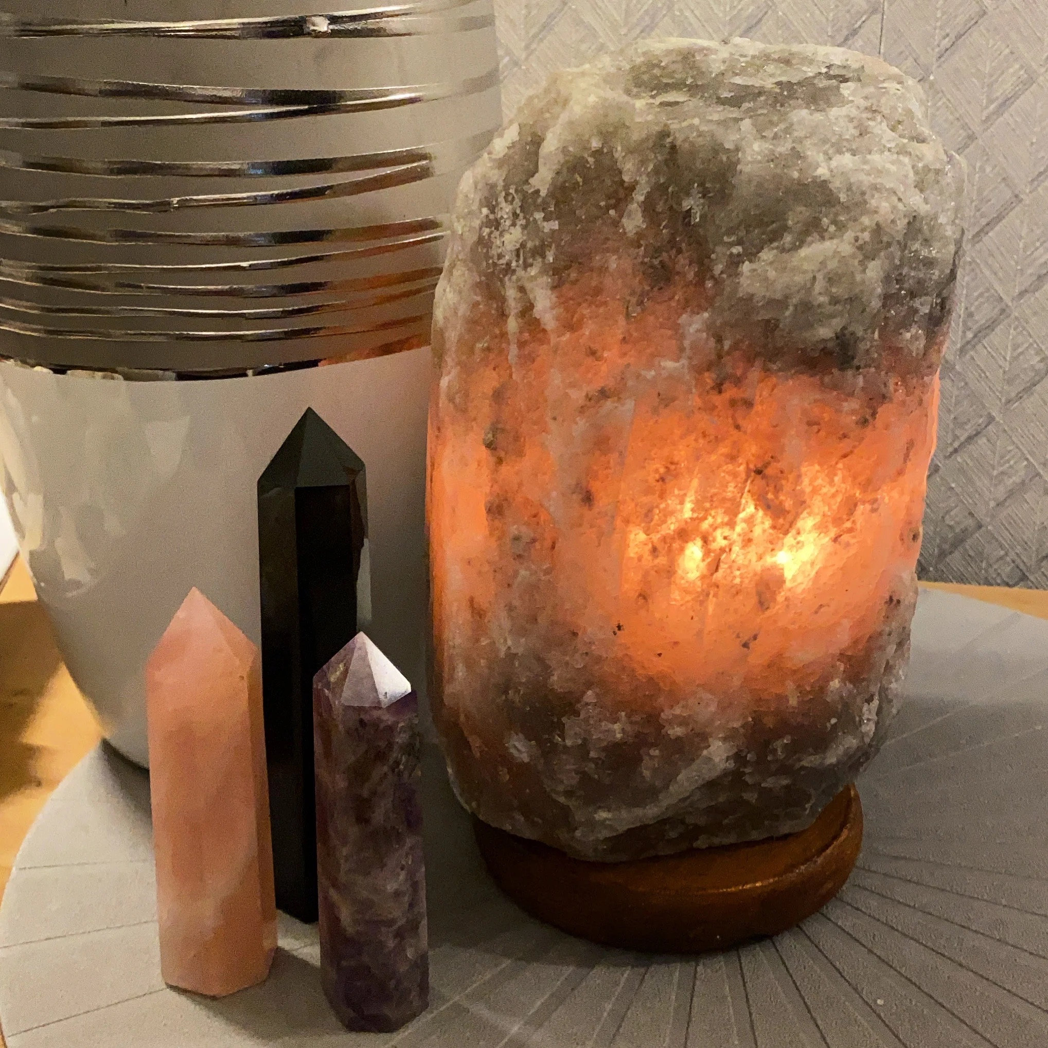 Grey Himalayan Salt Lamp Natural Home Decor Night Light Warm Lamps for ...