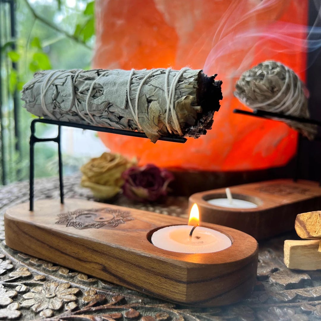 Smudge Sage Stick & Palo Santo Heater Burner Hamsa Hand / Yin Yang Home ...