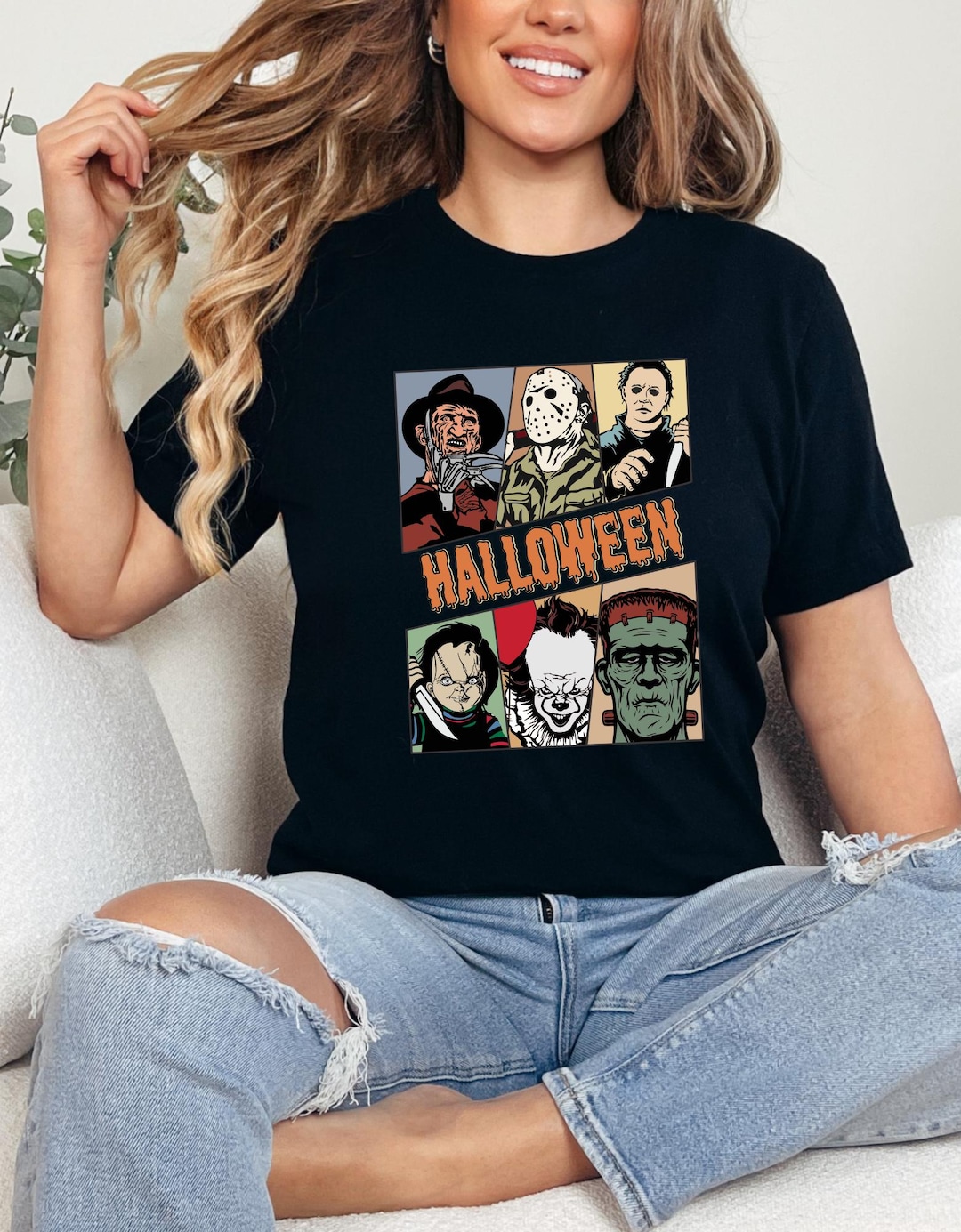 Retro Horror Icons T-shirt, Classic Halloween Monster Tee - Etsy