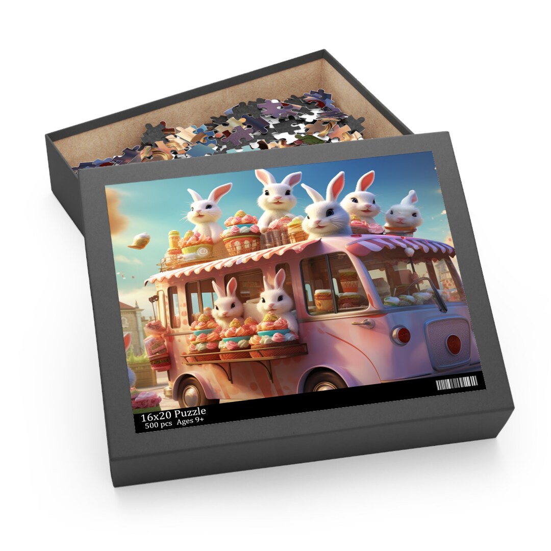 Easter Bunny Caravan Puzzle (120, 252, 500-piece), Easter Eggs Bunny ...