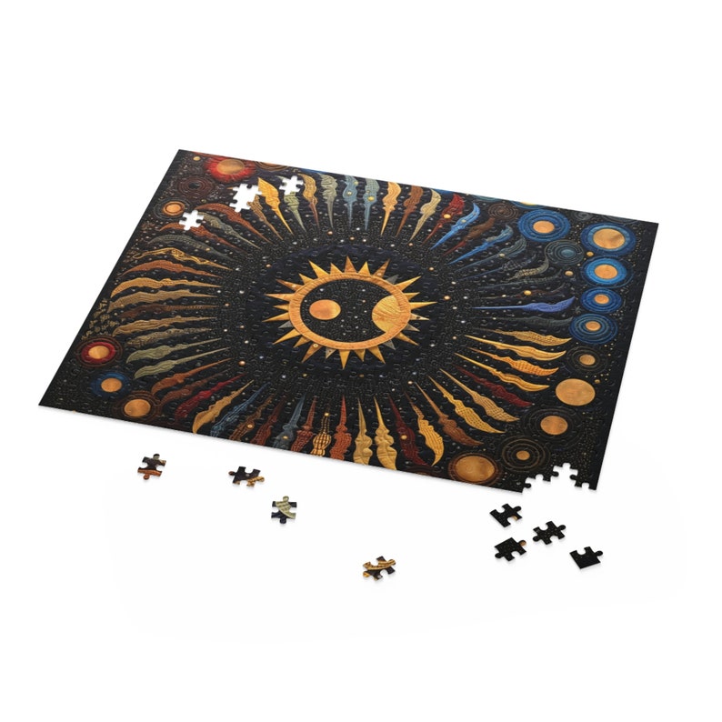 Quilt-inspired Puzzle Featuring Sun and Moon Designs Fun and Unique ...