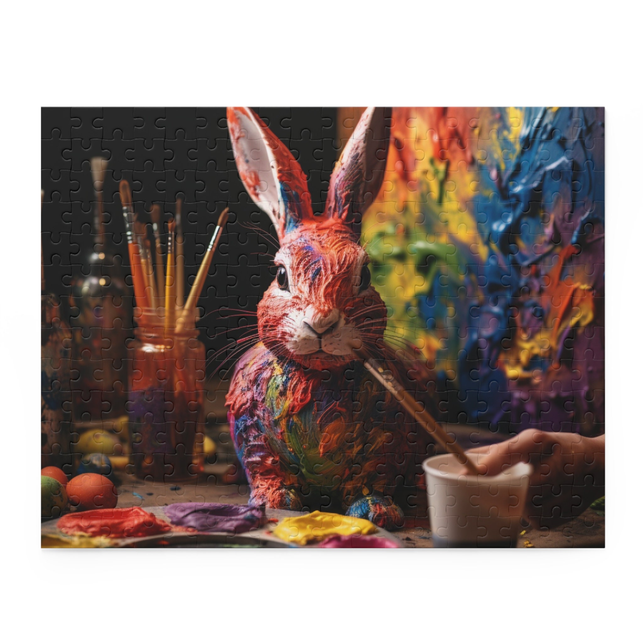 Paint Splatter Rabbit Puzzle, Easter Eggs Bunny Jigsaw Puzzle 120, 252 ...