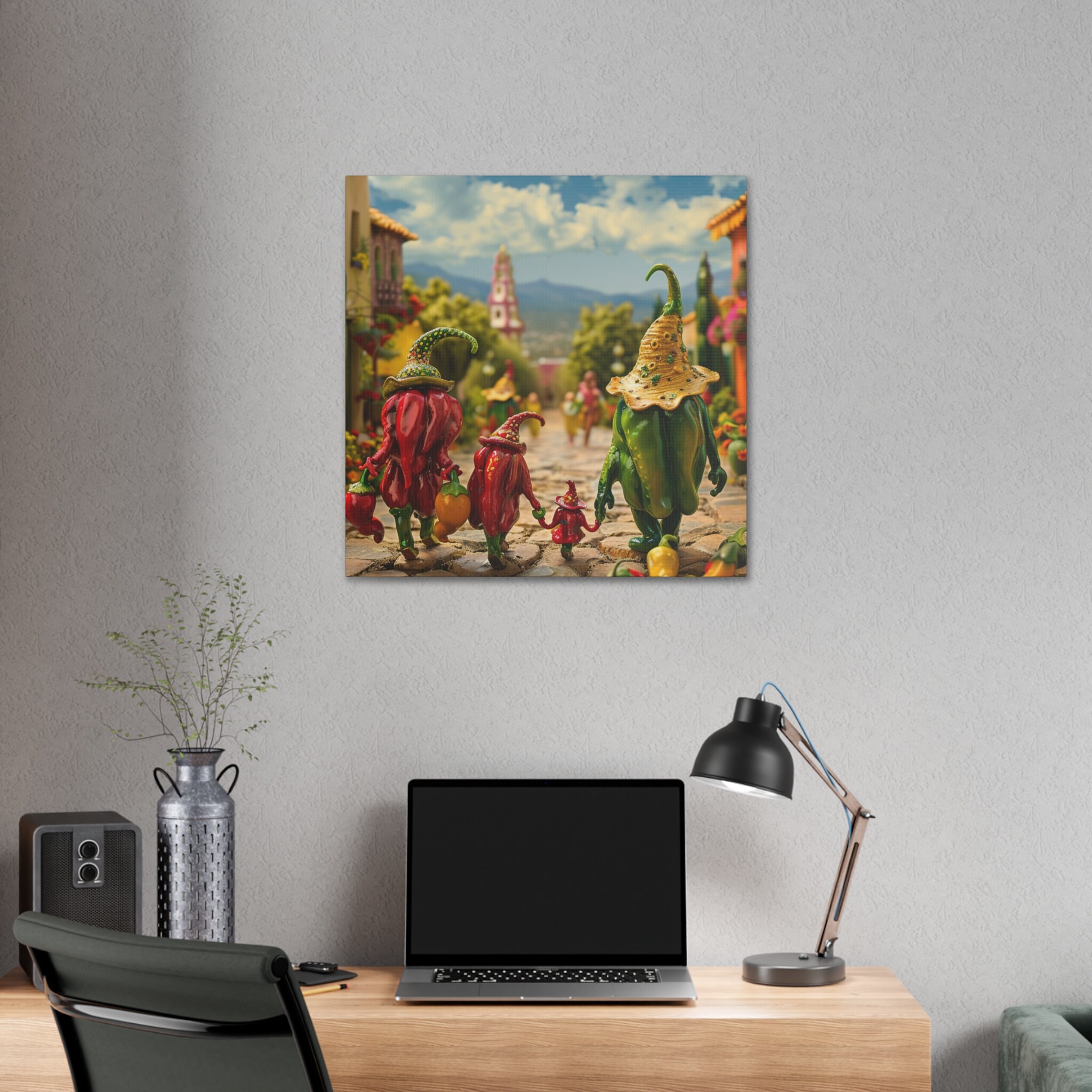 Mexican Chili Pepper Family Walking to Fiesta Wall Art Print, Fiesta ...