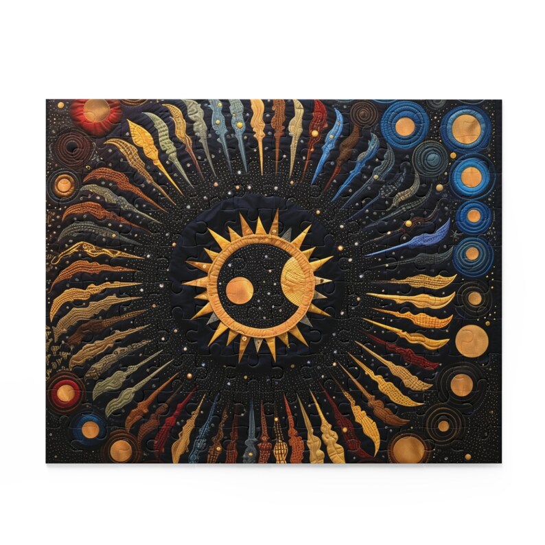 Quilt-inspired Puzzle Featuring Sun and Moon Designs Fun and Unique ...