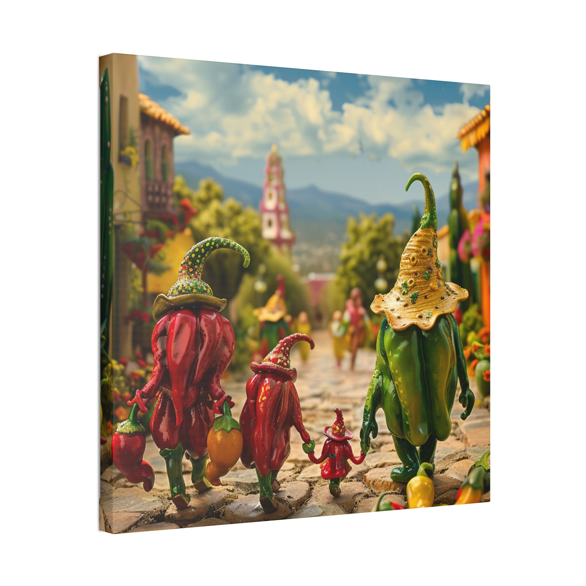 Mexican Chili Pepper Family Walking to Fiesta Wall Art Print, Fiesta ...