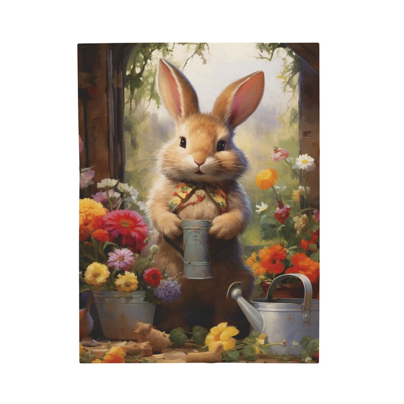 Easter Bunny Velveteen Blanket – Spring Garden Throw - Etsy