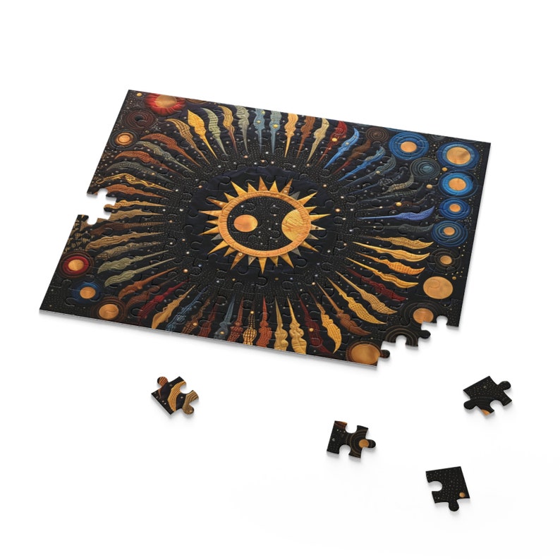 Quilt-inspired Puzzle Featuring Sun and Moon Designs Fun and Unique ...