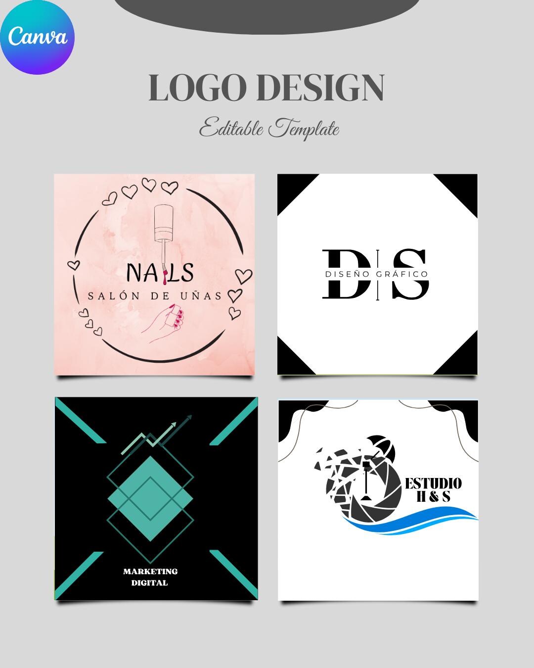 Editable Logo for Canva and Other Programs. Logo Template - Etsy