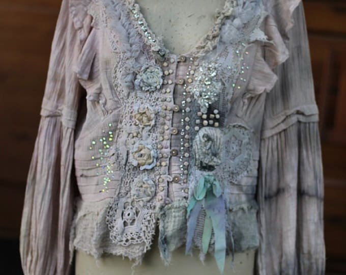 Boho Romantic Blouse/top With Vintage Laces and Embroidered Details ...