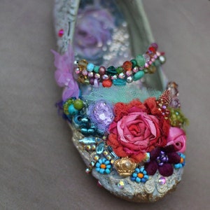 Decorative Embellished Painted Baby Shoe With Hand Sculpted Silk ...