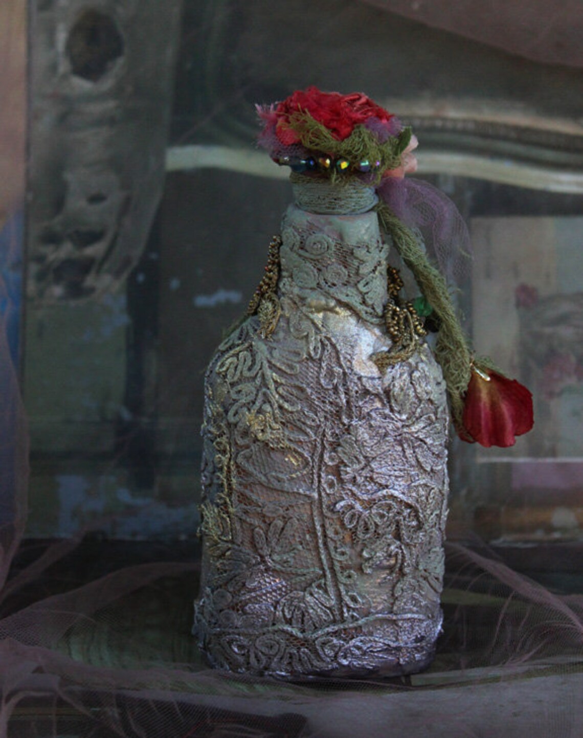 Decorative Embellished Painted Bottle baroque & Fairytale Boho Art Home ...