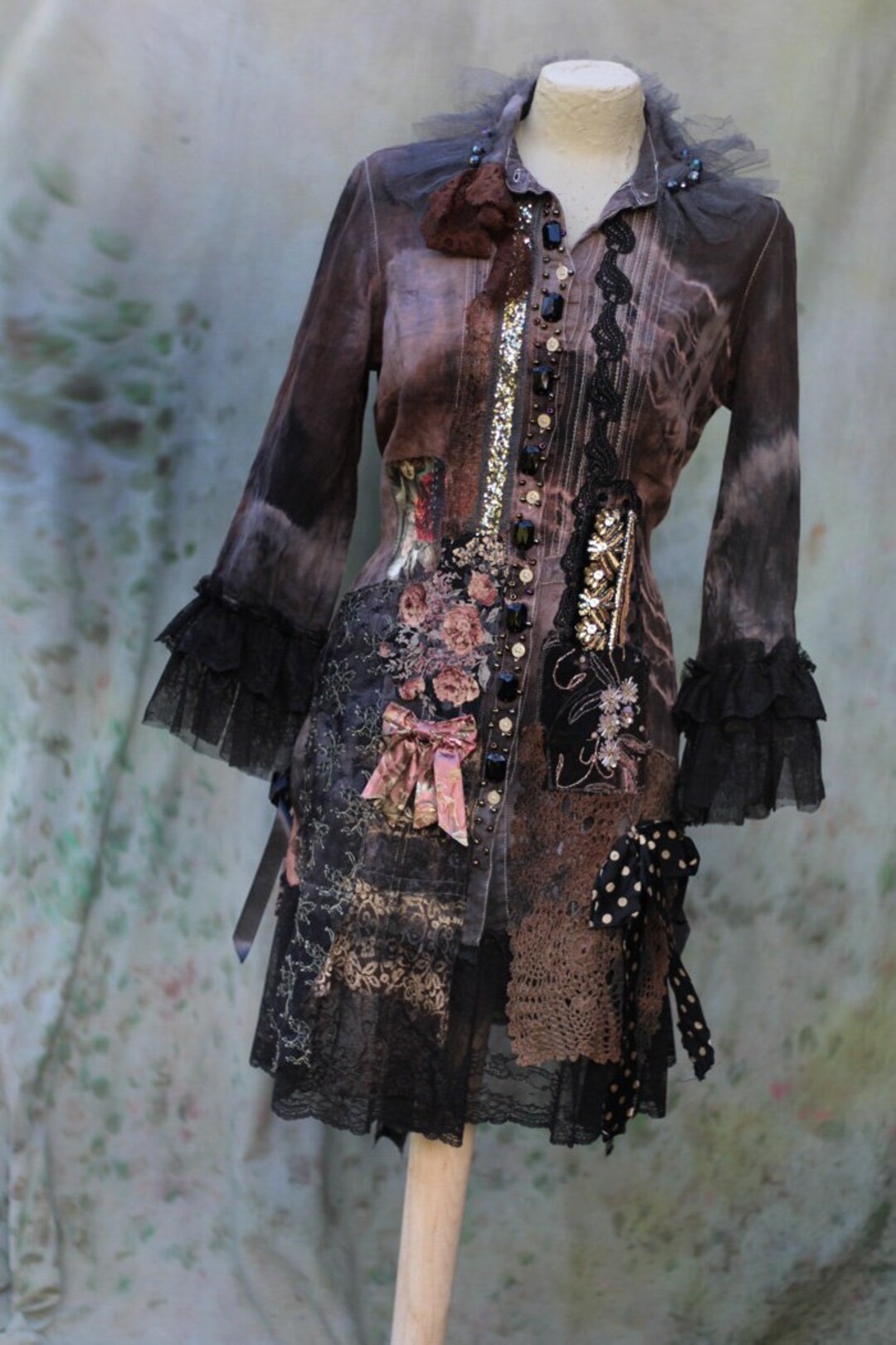 Boho Linen Jacket artsy Girl Medium Size, Rustic Linen Jacket, Vintage ...