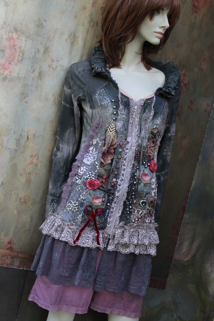 Boho Romantic Jacket With Vintage Laces and Beaded/embroidered Details ...