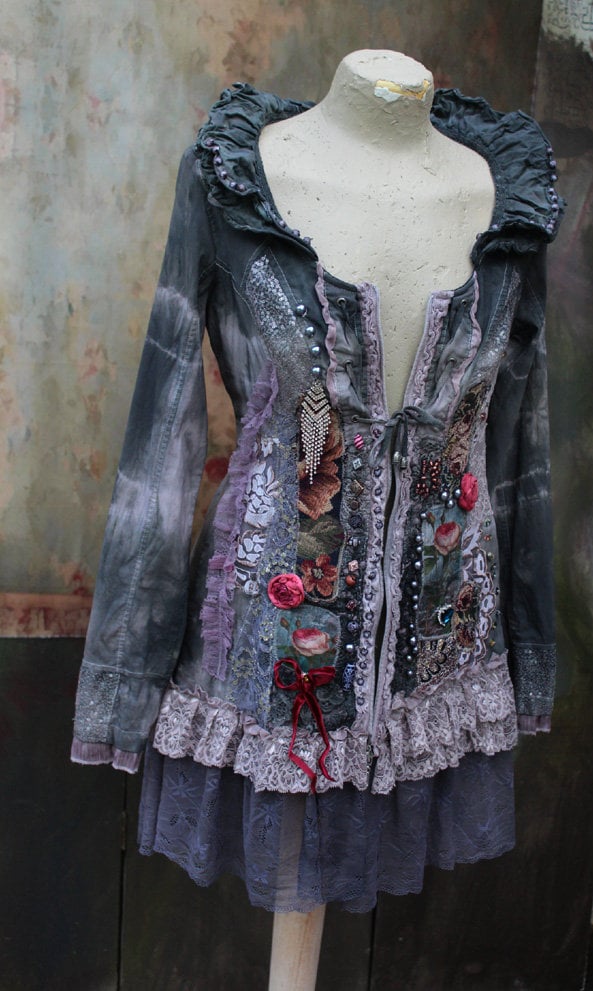 Boho Romantic Jacket With Vintage Laces and Beaded/embroidered Details ...