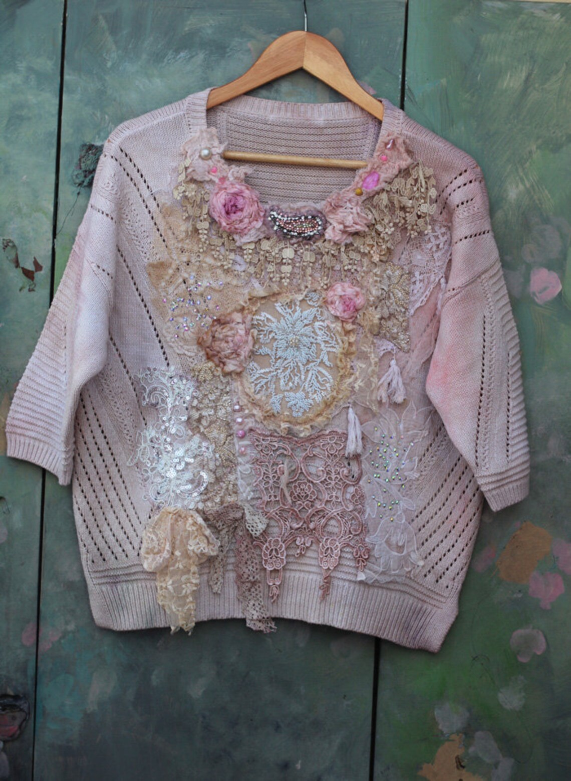 Artsy Boho Knit Jumper baroquish Hand Dyed Romantic Altered Couture ...