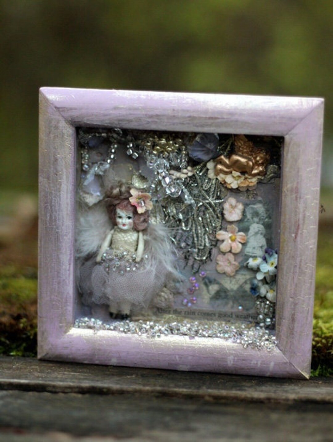 Original Art, Shadow Box W Glass Front little Boudoir 5,5 X3,9 Inch ...