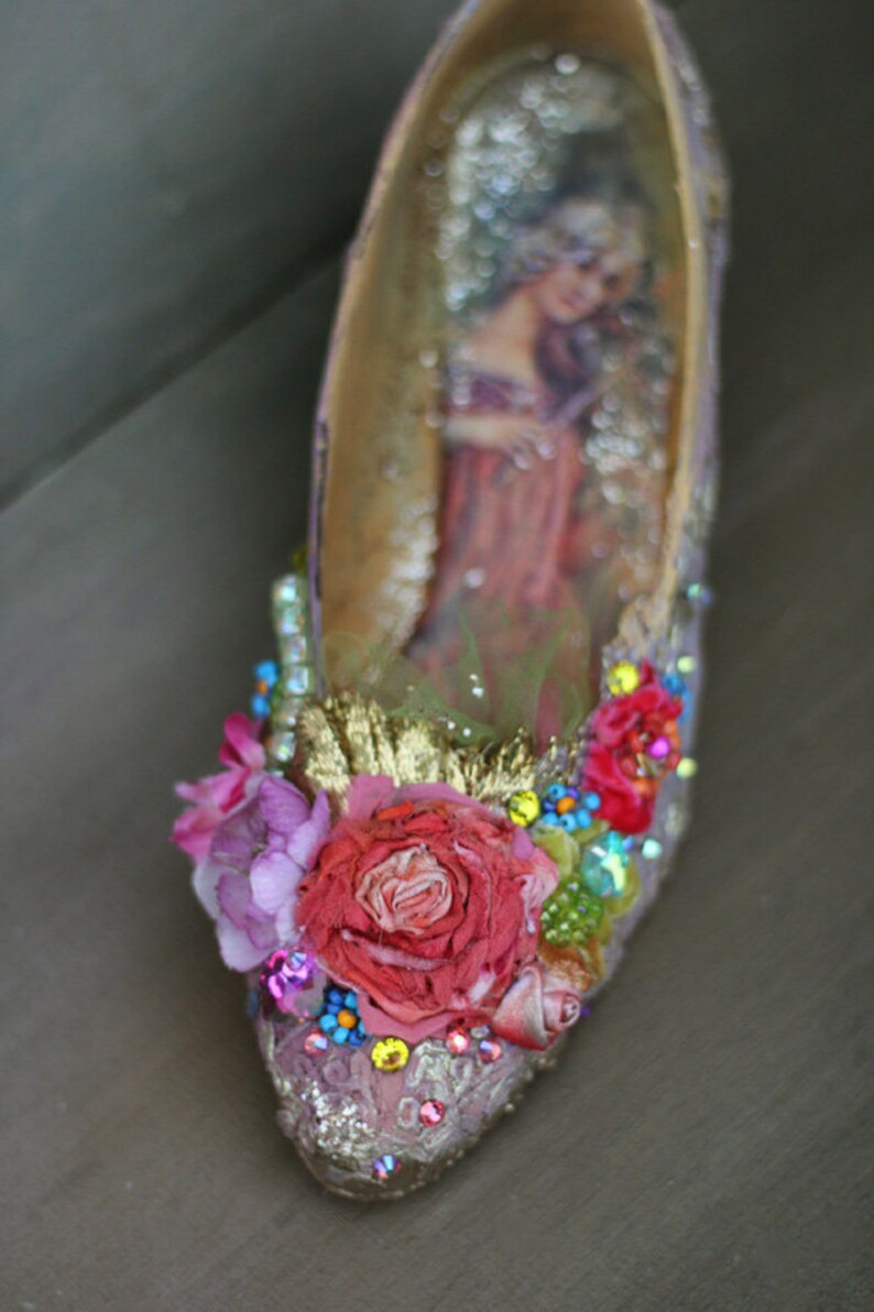 Decorative Embellished Painted Shoe "baroque Fairytale" With Hand ...
