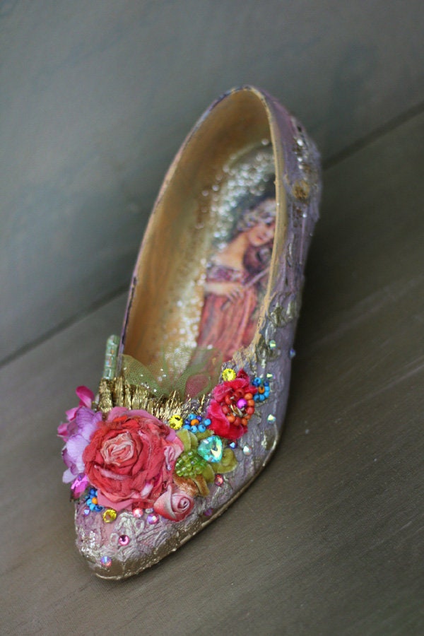 Decorative Embellished Painted Shoe "baroque Fairytale" With Hand ...