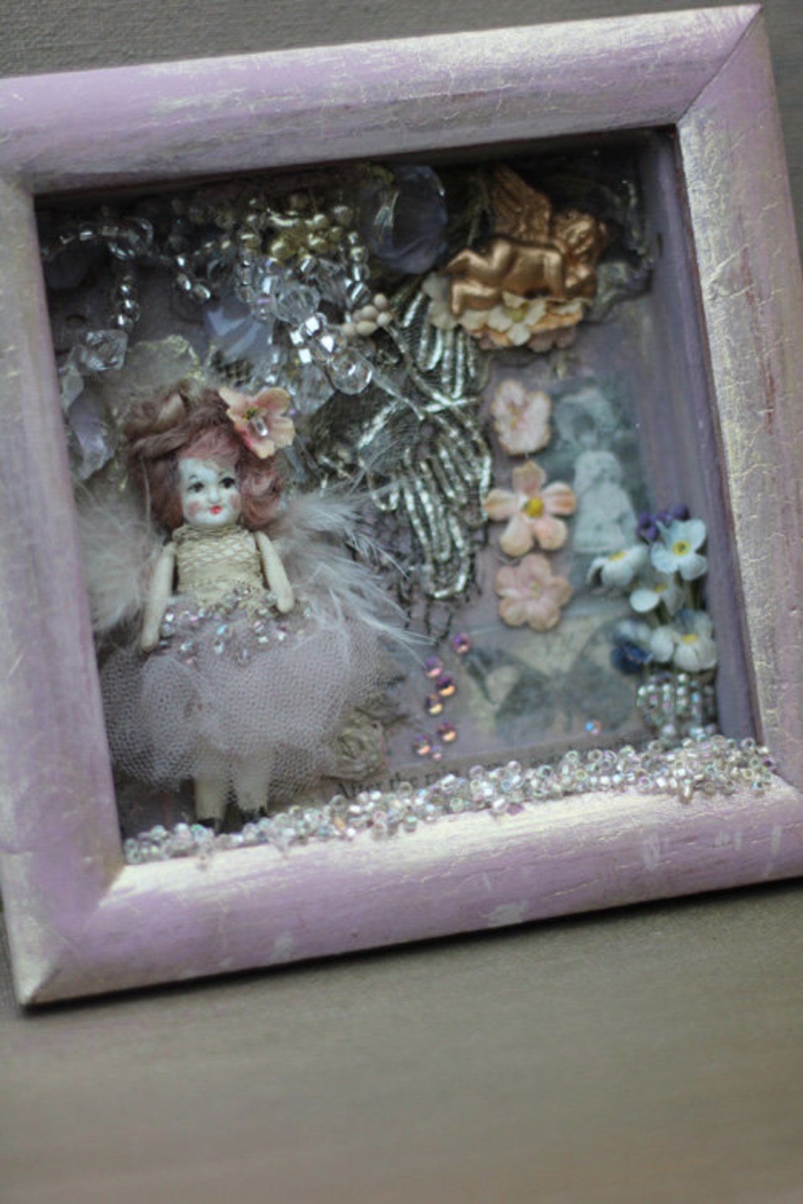 Original Art, Shadow Box W Glass Front little Boudoir 5,5 X3,9 Inch ...