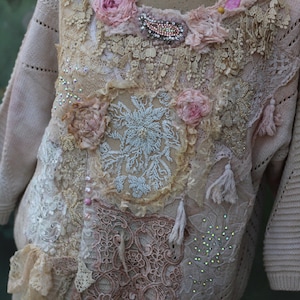 Artsy Boho Knit Jumper "baroquish" Hand Dyed Romantic Altered Couture ...