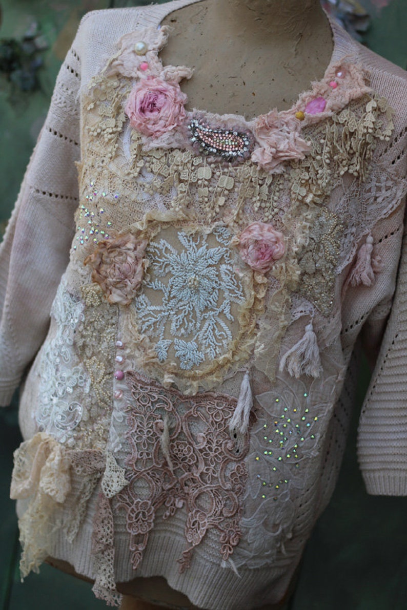 Artsy Boho Knit Jumper baroquish Hand Dyed Romantic Altered Couture ...