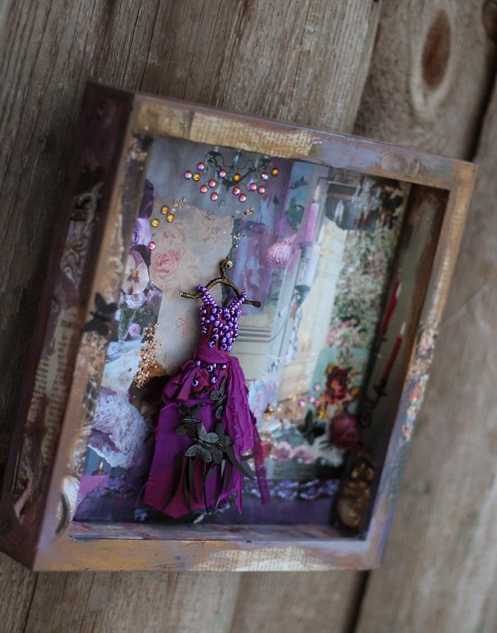 Collage Shadow Box, Assemblage Art 'purple Dress" Original Art, Room ...