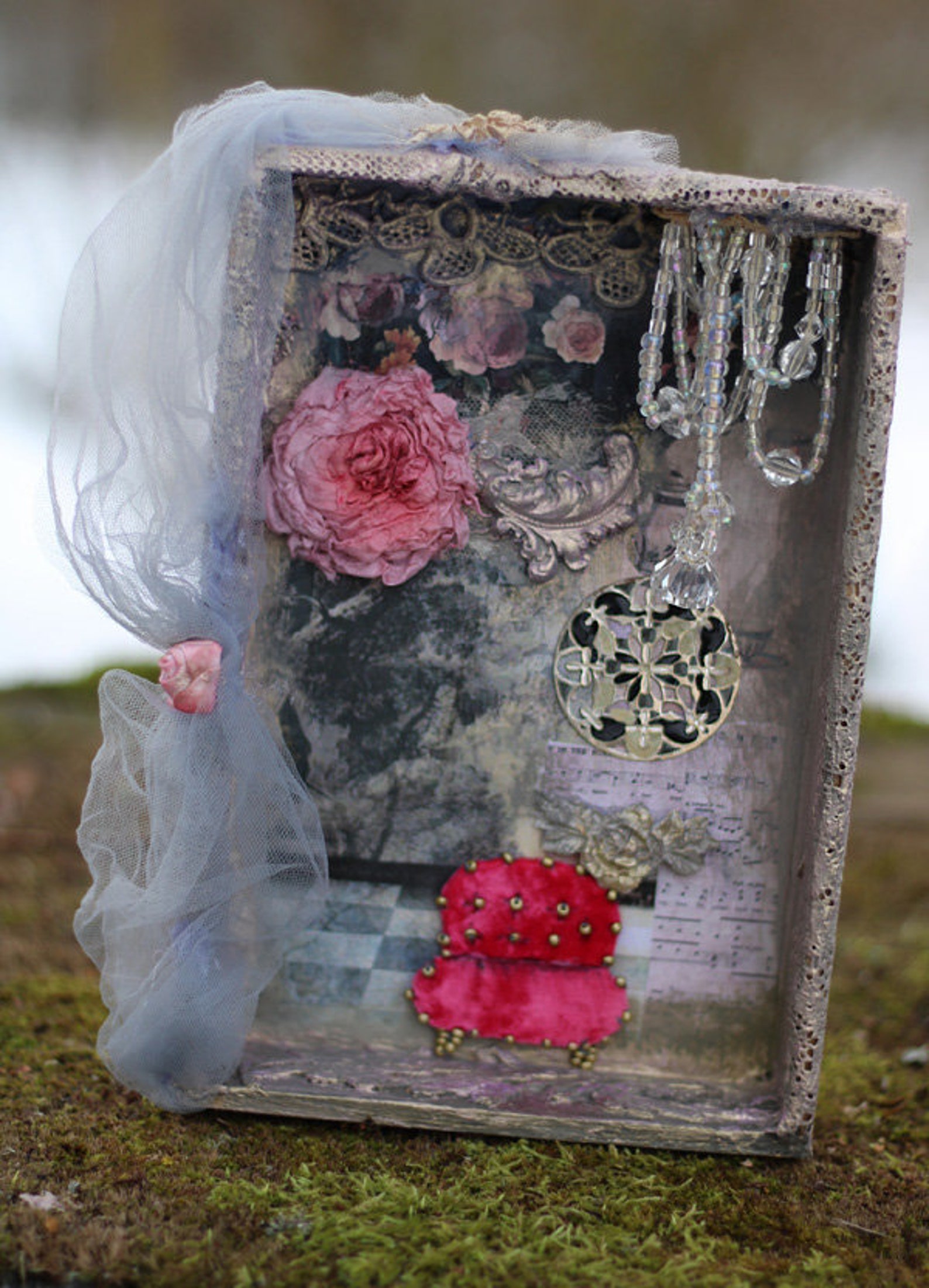 Collage Diorama, Assemblage Art, Shadow Box little Boudoir Original Art ...