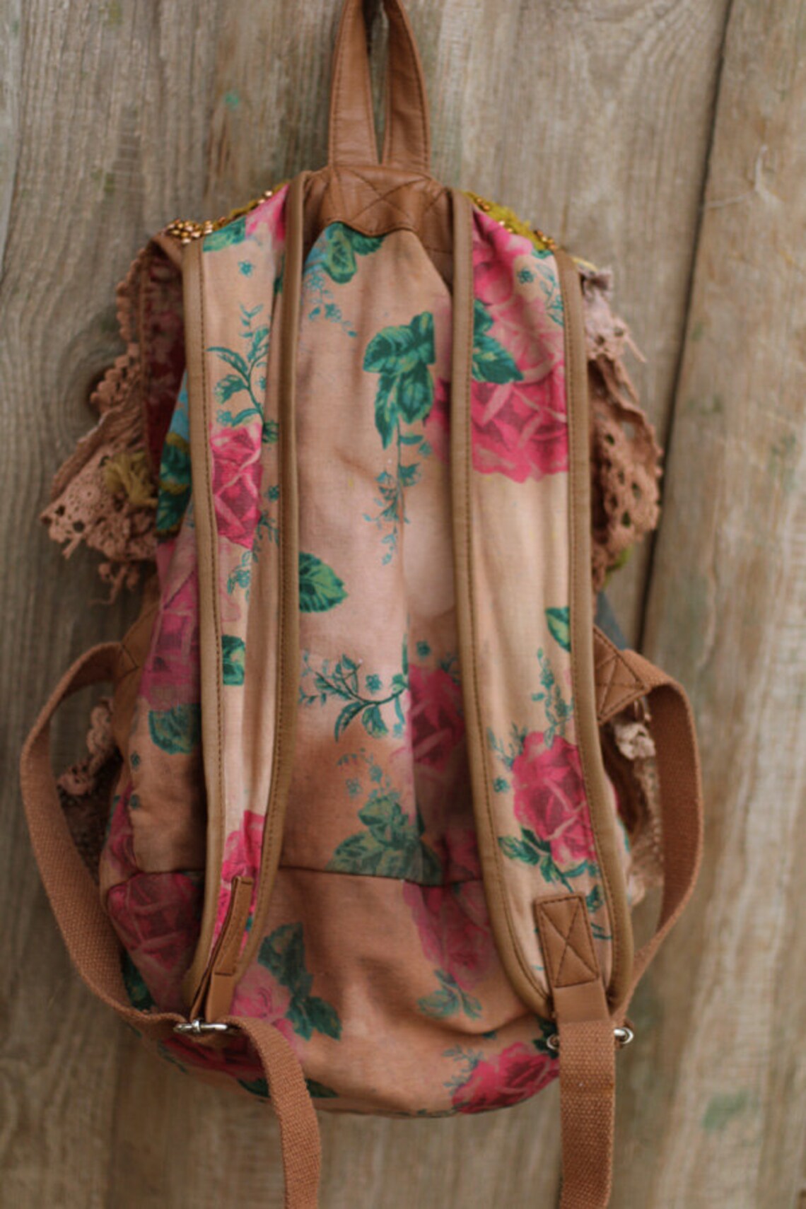 Ornate Boho Romantic Backpack art Nouveau& Boho Vintage Reworked, Hand ...