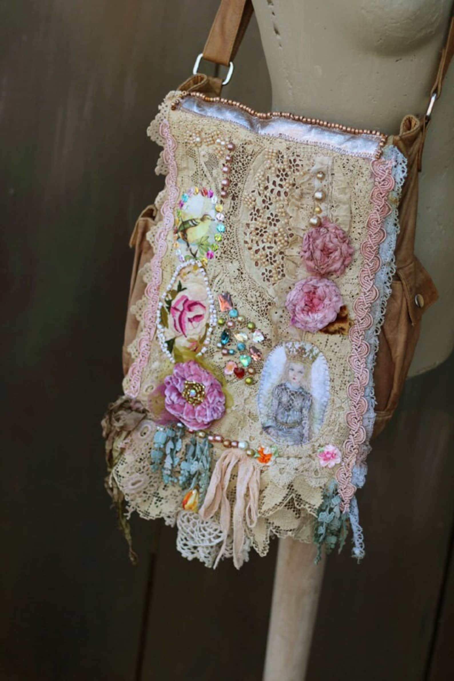 Ornate Boho Romantic Messenger Bag "boho Fairytale" Vintage Leather ...