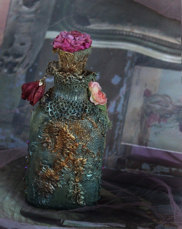 Decorative Embellished Painted Bottle 'baroque & Fairytale Boho Art ...